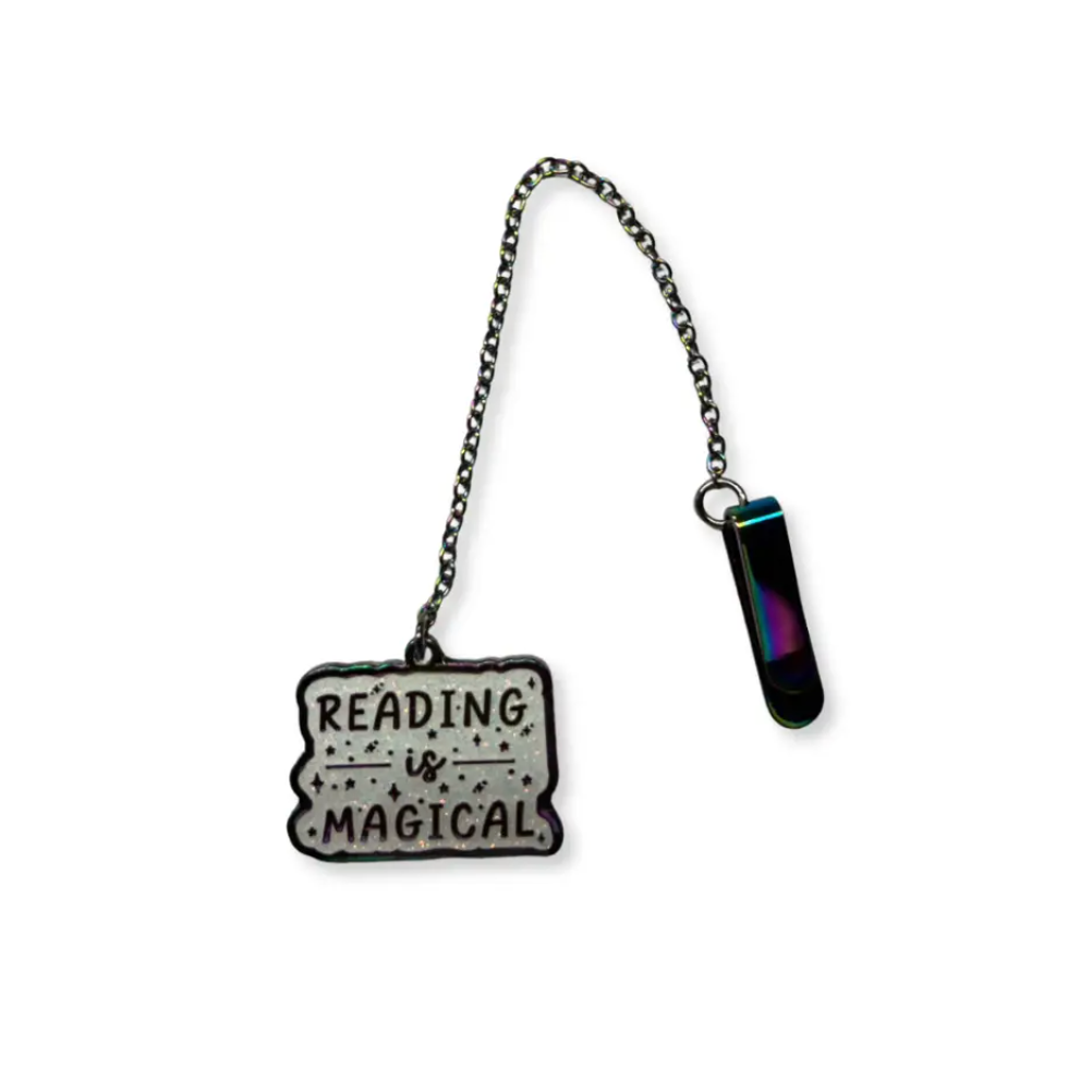 Reading is magical enamel bookmark with chain – FluffmallowCo